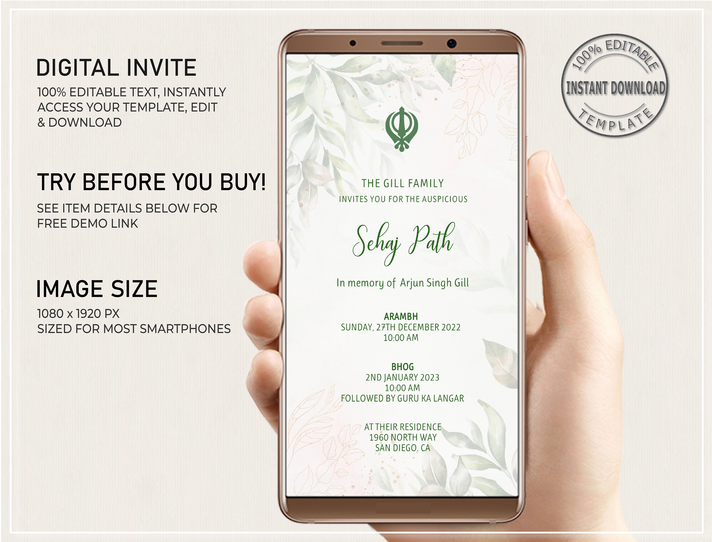 Akhand Path Invitation Sehaj Path Sukhmani Sahib Invite - Etsy