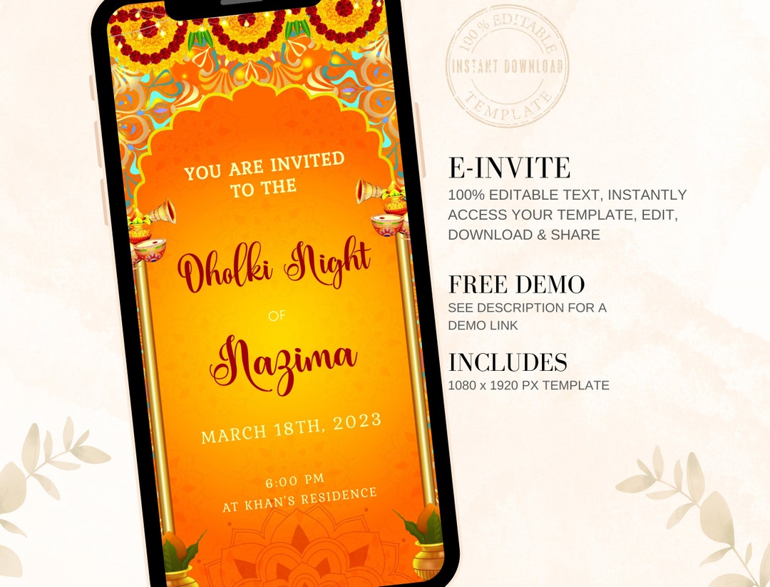 Sangeet Night, Dholak Night Invitations Pakistani Dholak Invite, Muslim ...