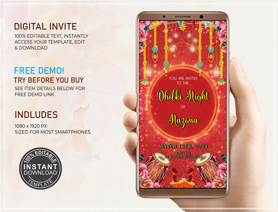 Sangeet Night Dholak Night Invitations Pakistani Dholak - Etsy
