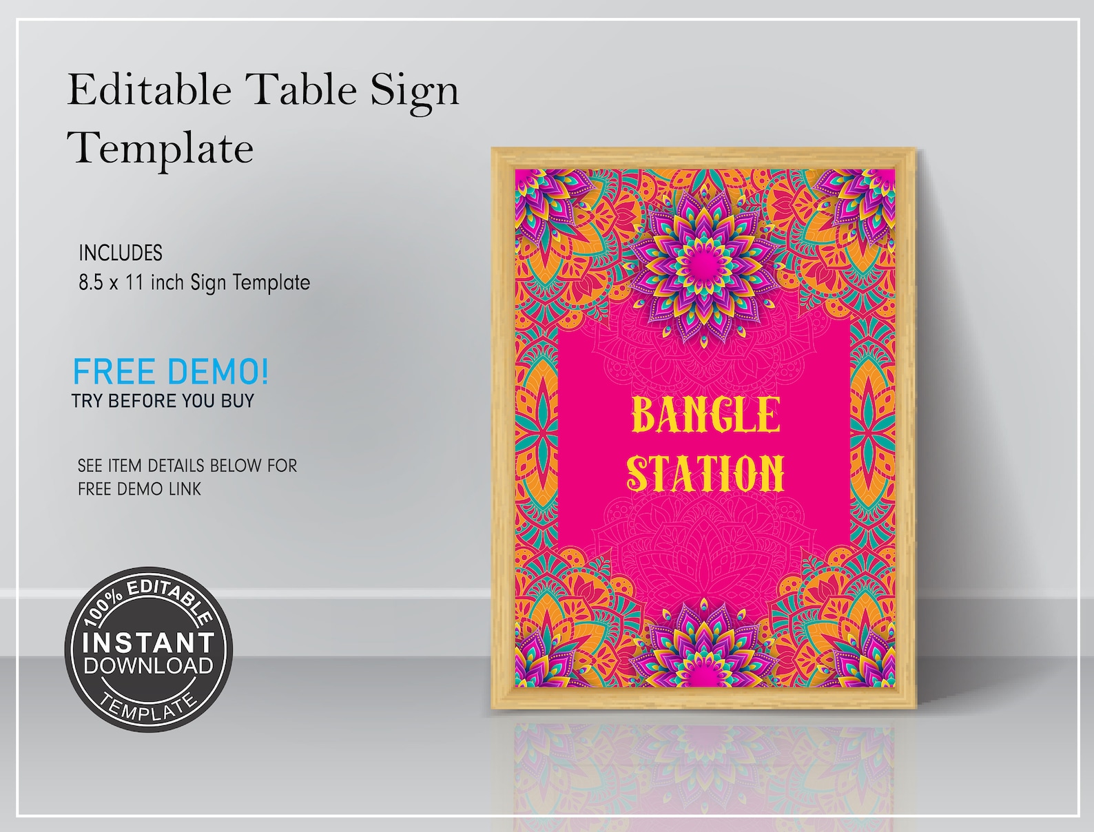 Table Sign, Bangle Bar, Bindi Sign, Indian Bangle Ceremony , Mehndi ...