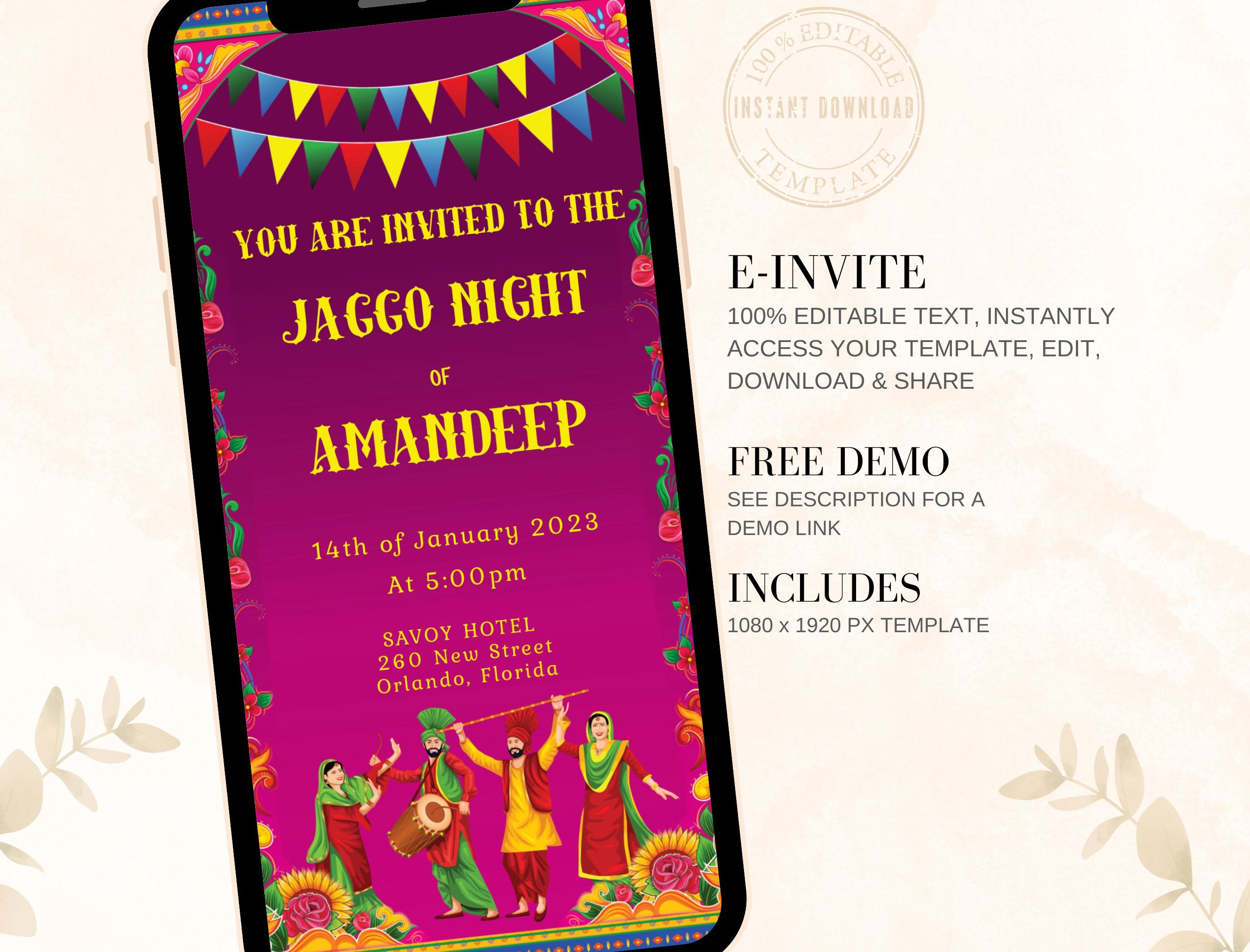 Jaggo Invitation, Punjabi Invitation, Editable Punjabi Invitation ...