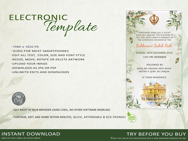 Akhand Path Invitation Akhand Path Sahib Sukhmani Sahib - Etsy