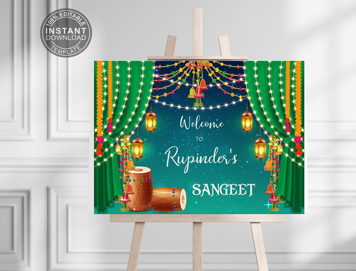 Sangeet Welcome Sign Indian Wedding Mehndi Sign Indian - Etsy