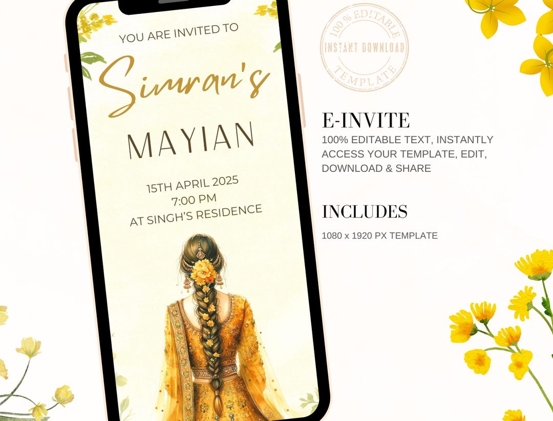 Mayian Invitation Template, Halid Invitation,sikh Wedding Invitation ...