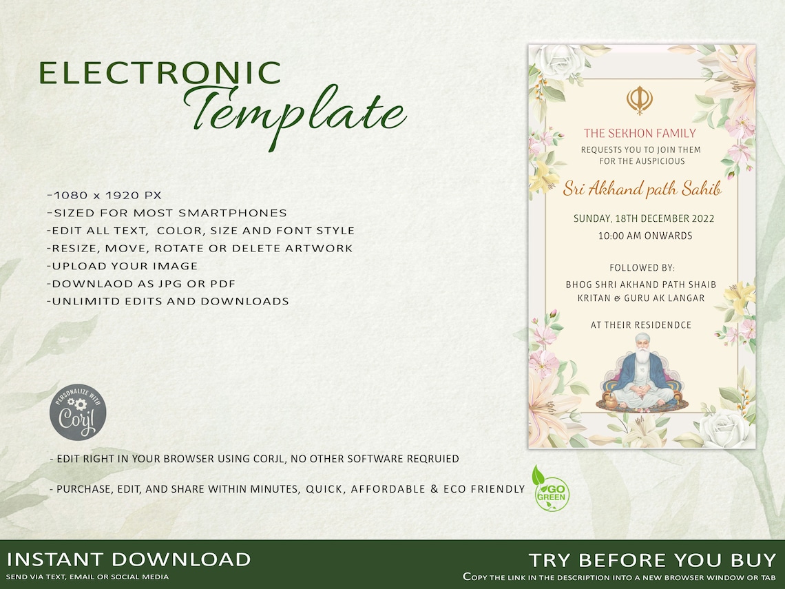 DIY Akhand Path Invitation Akhand Path Sahib Sukhmani Sahib - Etsy Canada