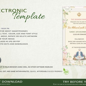 DIY Akhand Path Invitation Akhand Path Sahib Sukhmani Sahib - Etsy Canada