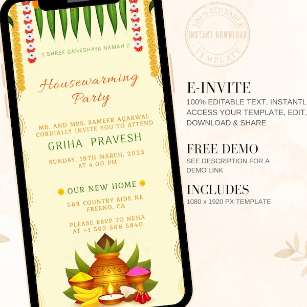 Indian House Warming Invitation - Etsy