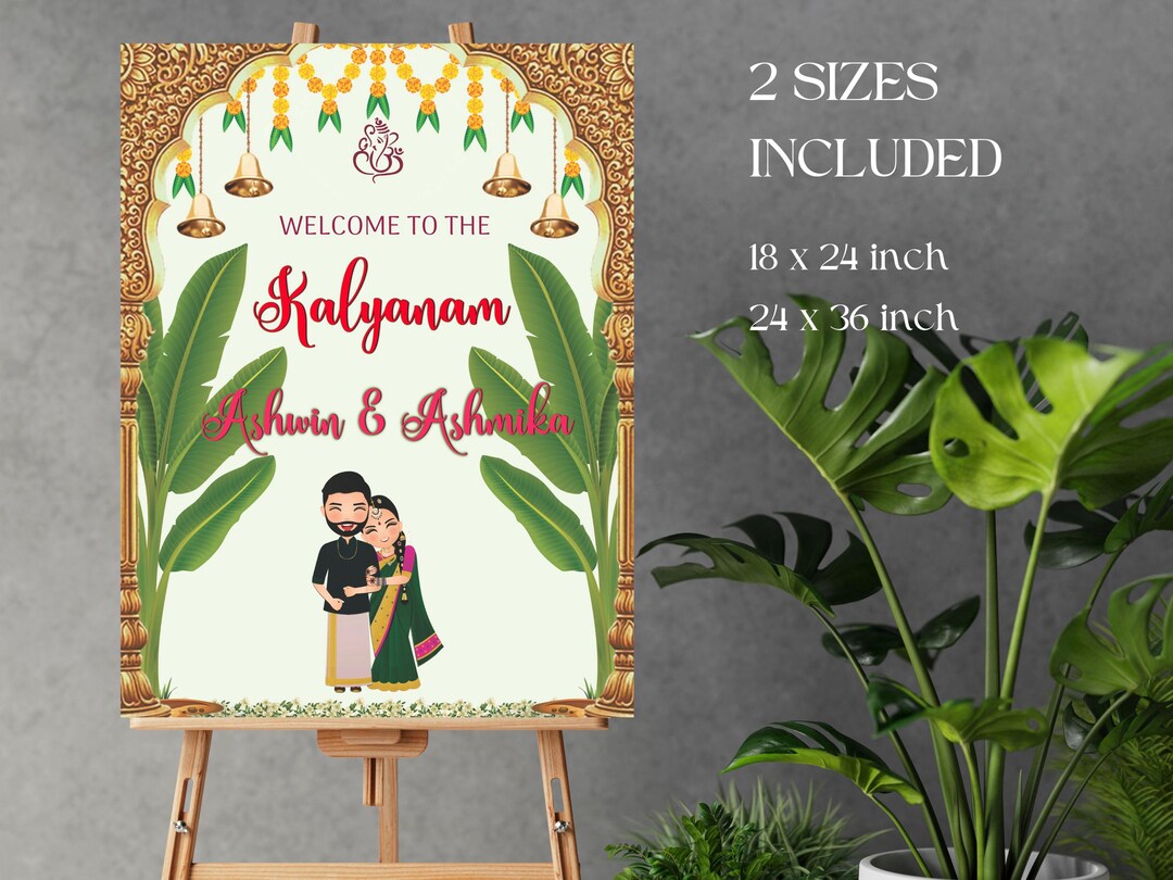 Indian Wedding Welcome Sign, Tamil Welcome Signs, South Indian Welcome ...