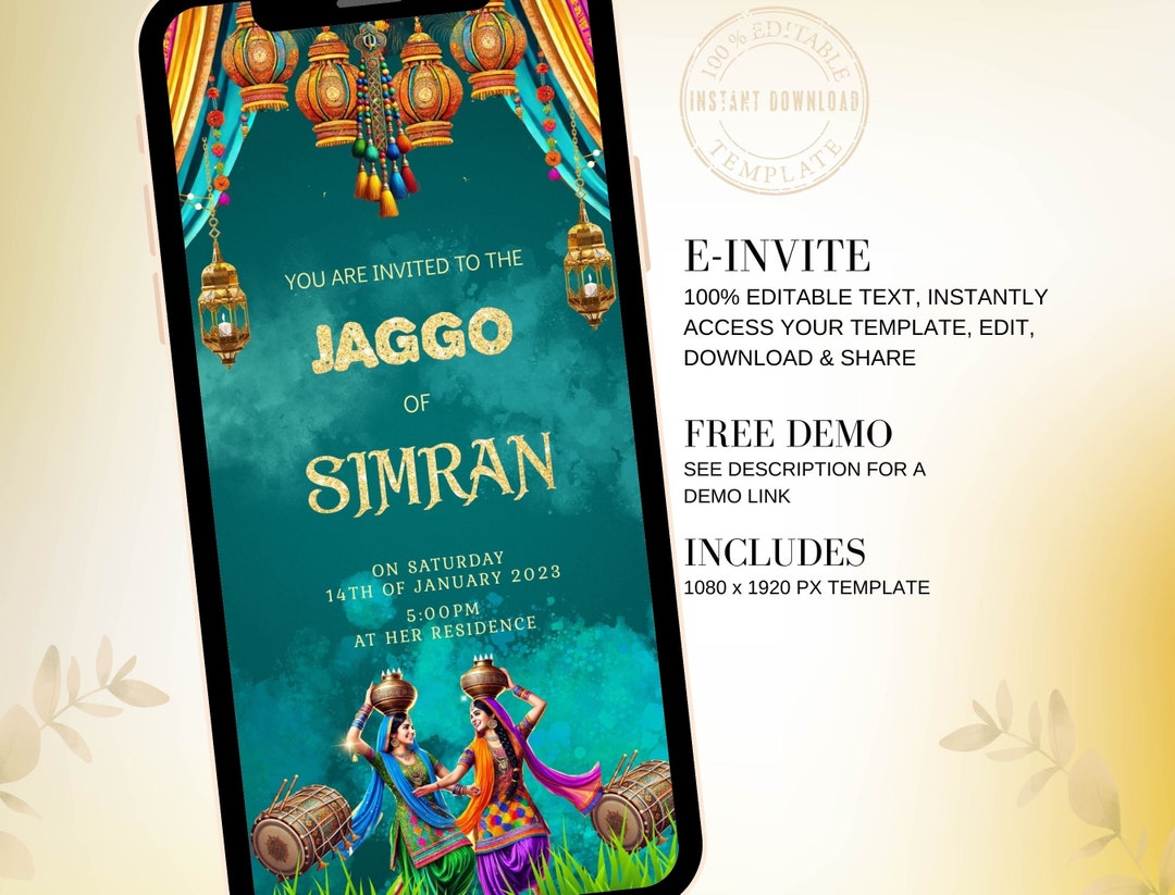 Jaggo Invitation, Punjabi Invitation, Editable Punjabi Invitation ...