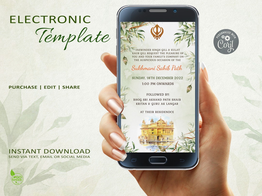 Akhand Path Invitation Akhand Path Sahib Sukhmani Sahib - Etsy