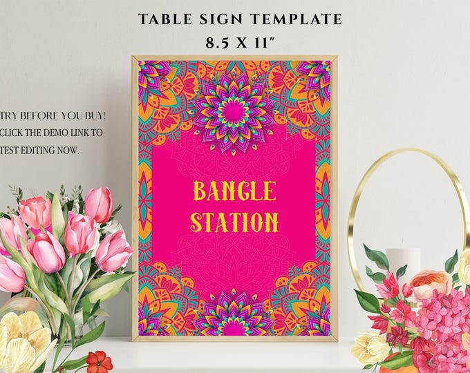 Table Sign, Bangle Bar, Bindi Sign, Indian Bangle Ceremony , Mehndi ...