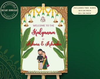 Indian Wedding Welcome Sign, Tamil Welcome Signs, South Indian Welcome ...
