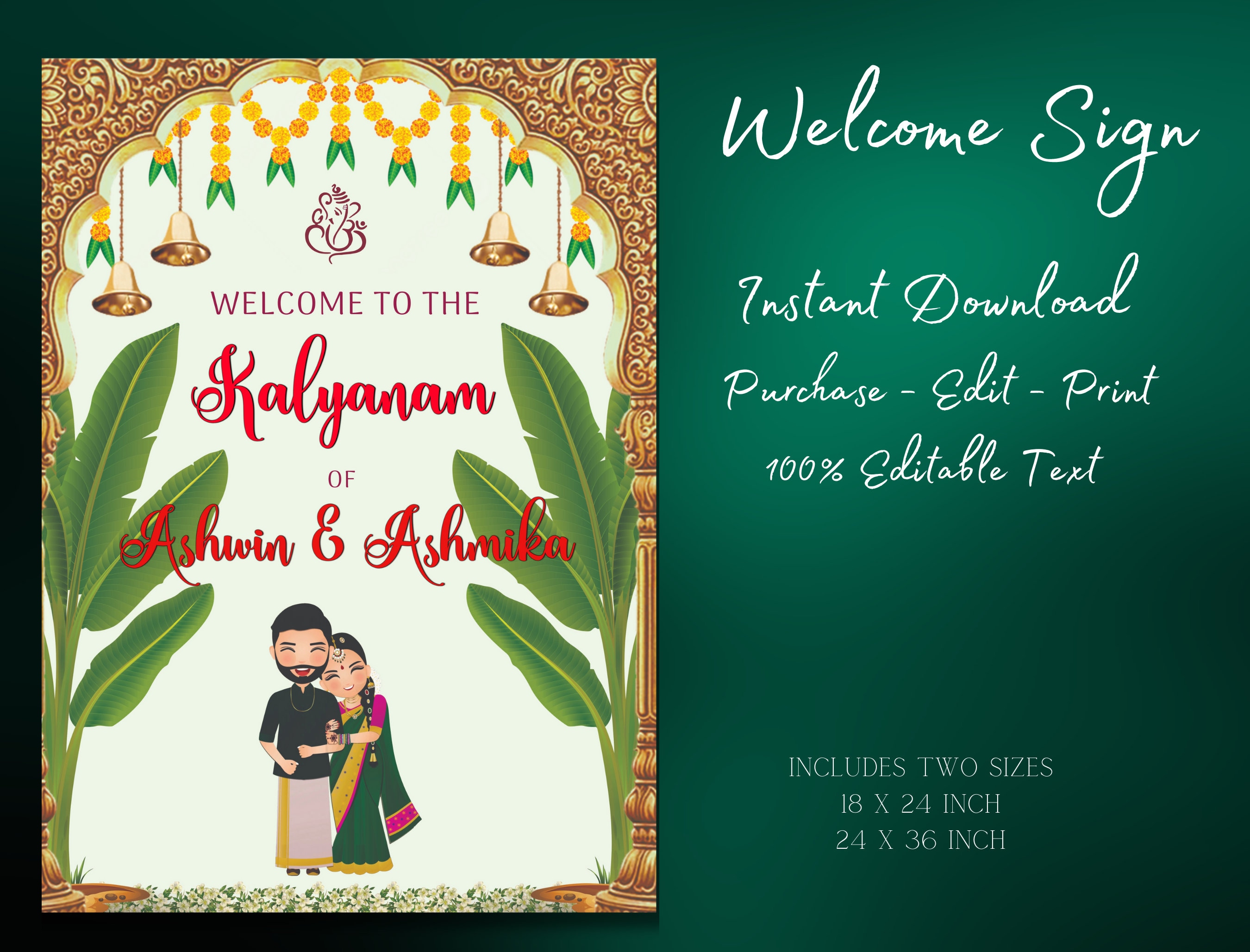 Indian Wedding Welcome Sign, Tamil Welcome Signs, South Indian Welcome ...