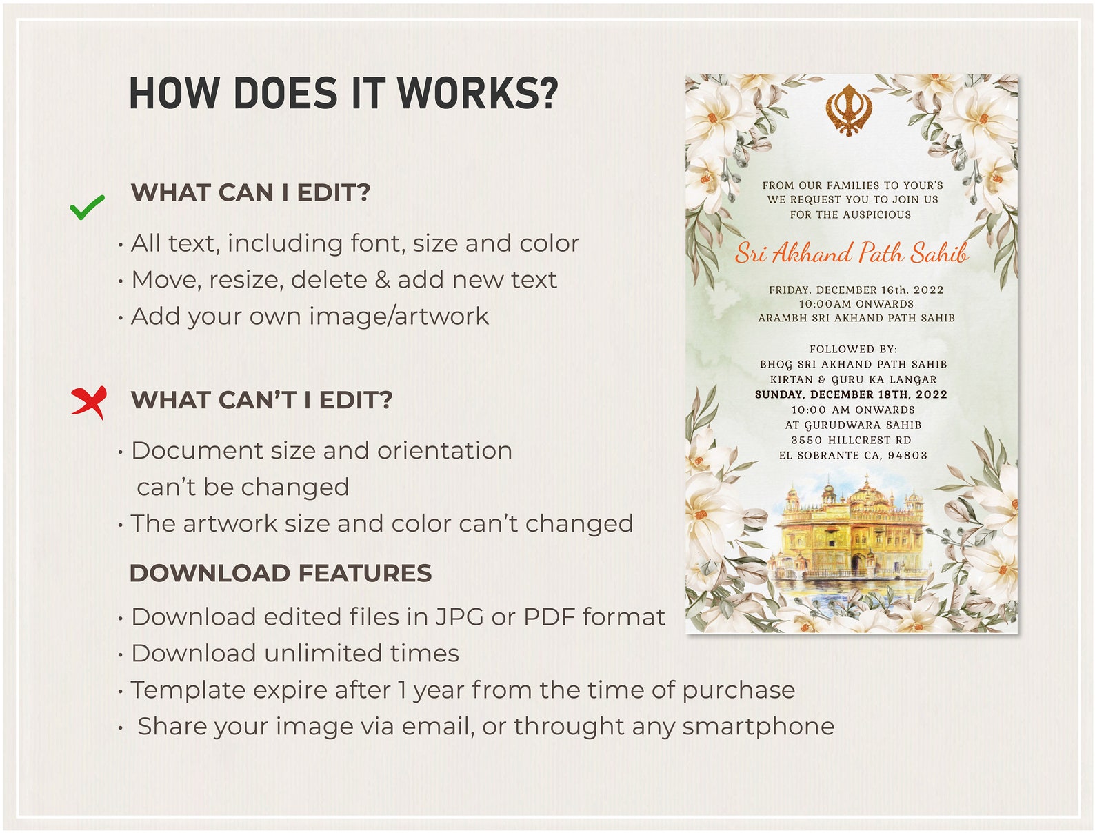 Akhand Path Invitation Sri Akhand Path Sahib Sukhmani Sahib - Etsy