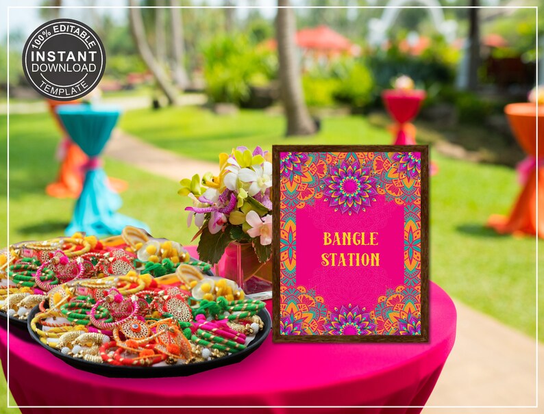 Table Sign, Bangle Bar, Bindi Sign, Indian Bangle Ceremony , Mehndi ...
