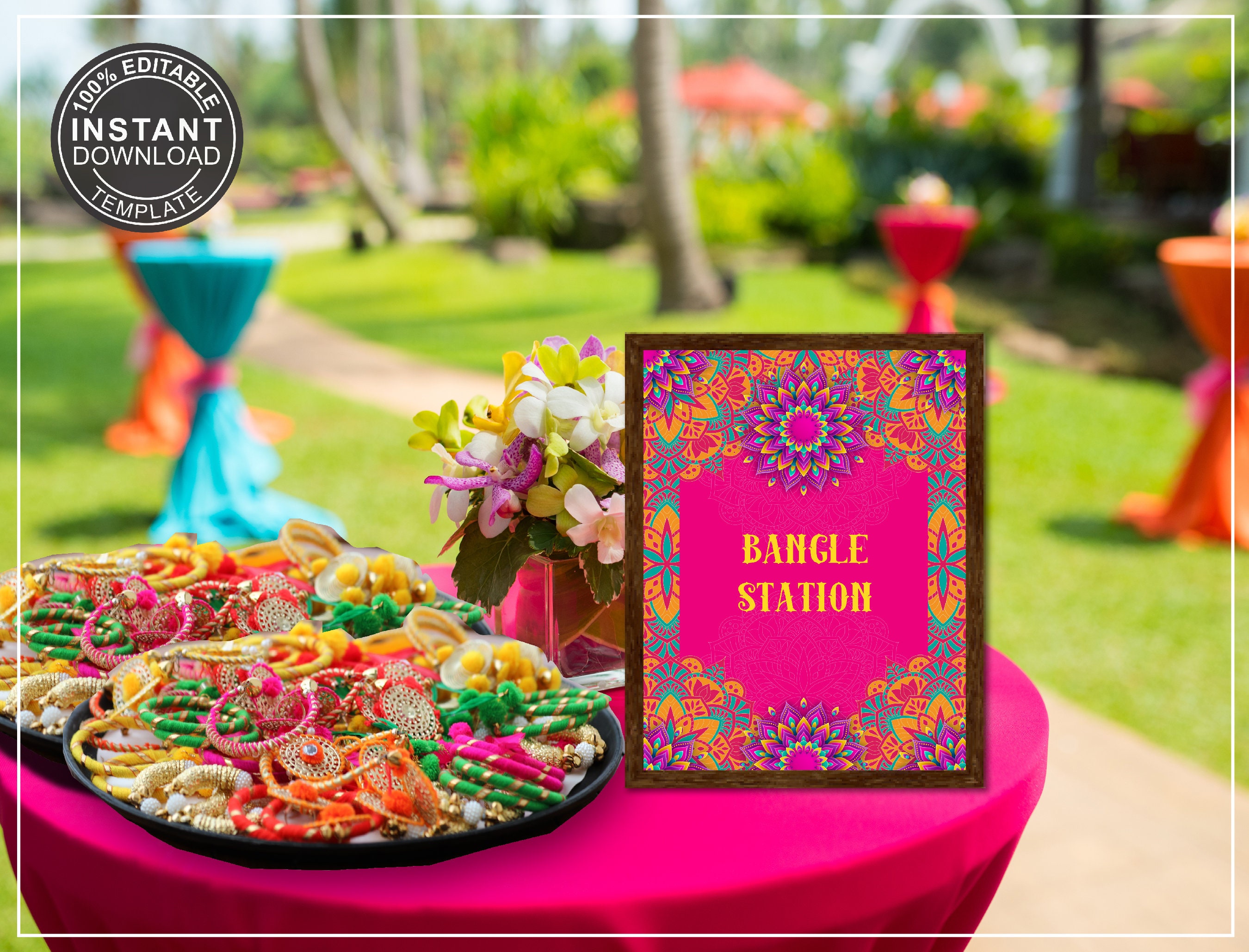 Table Sign, Bangle Bar, Bindi Sign, Indian Bangle Ceremony , Mehndi ...