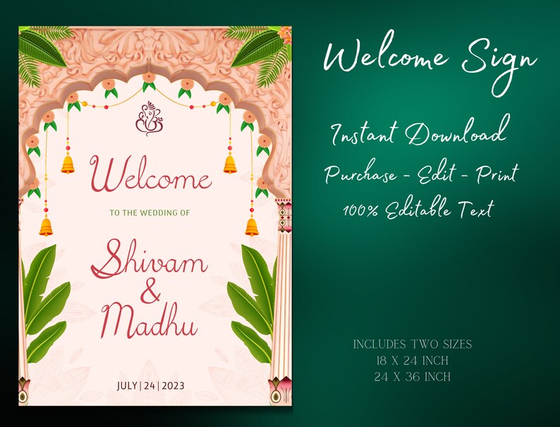 Telugu Wedding Welcome Sign, Tamil Welcome Signs, South Indian Welcome ...