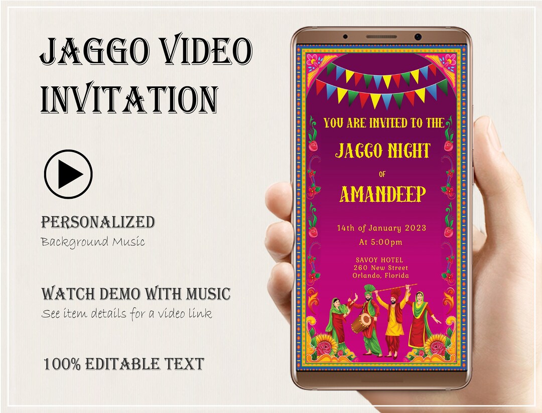 Jaggo Animated Card Jaggo Invitation Jaggo Video - Etsy
