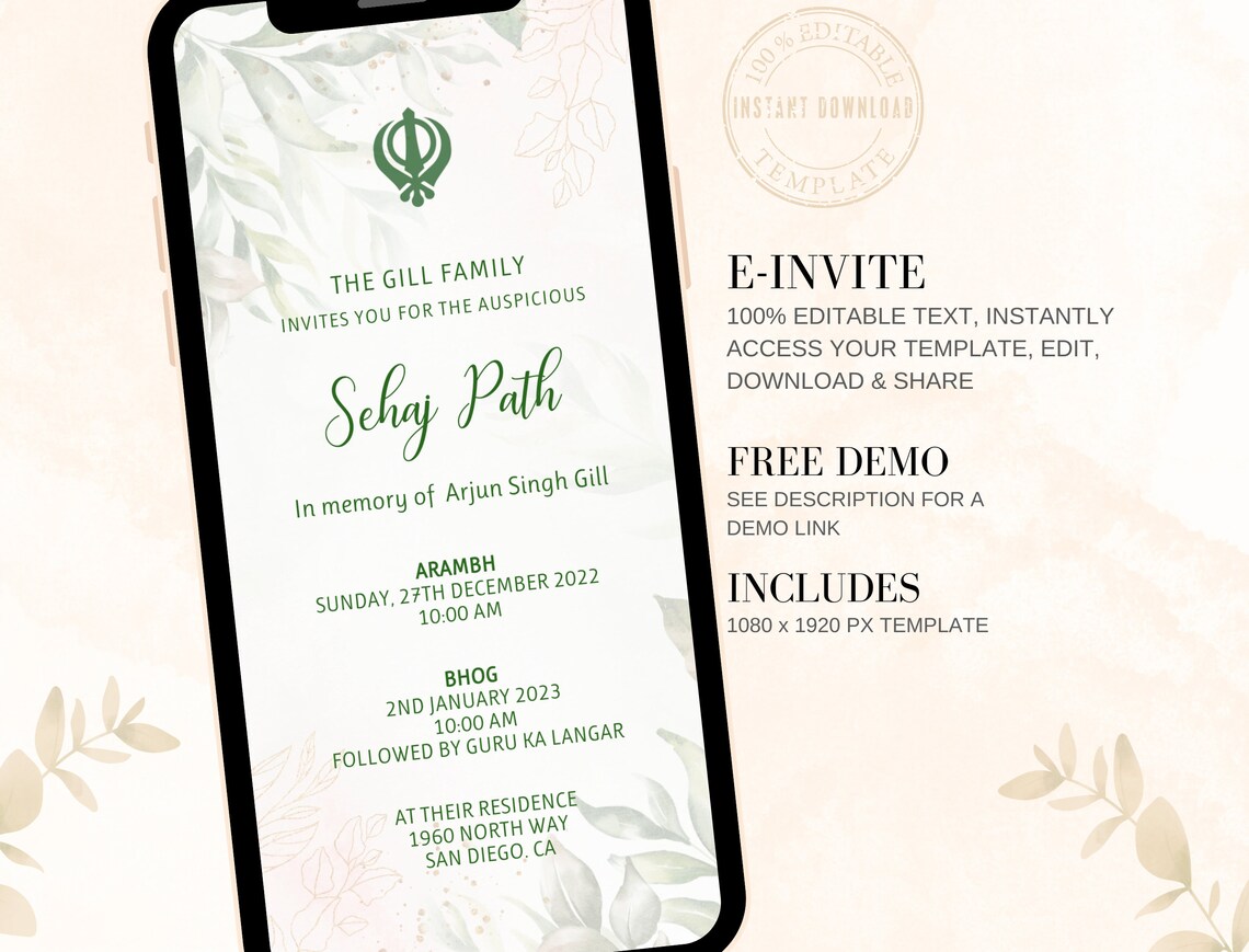 Akhand Path Invitation, Sehaj Path, Sukhmani Sahib Invite, Sikh Akhand ...