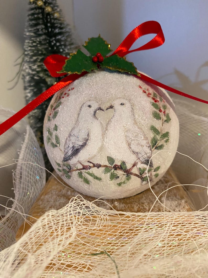 White Doves Christmas Ornament - Etsy