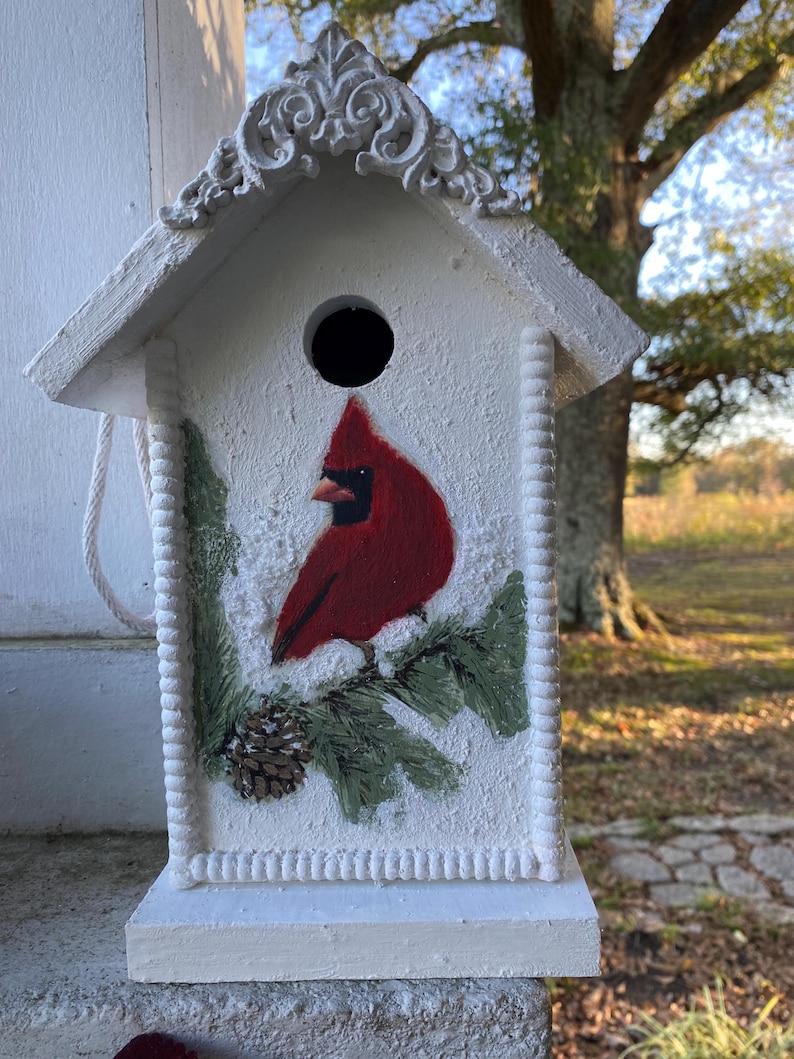 A Touch of Nature: Rustic Cardinal Birdhouse With Charm - Etsy