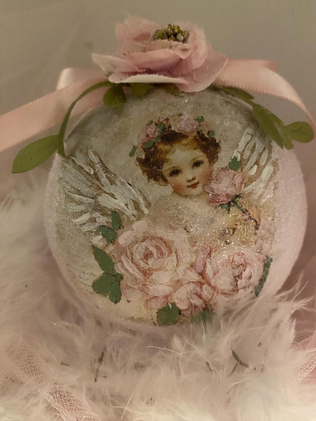 Rose Angel Paper Mache Decoupage Ornament - Etsy