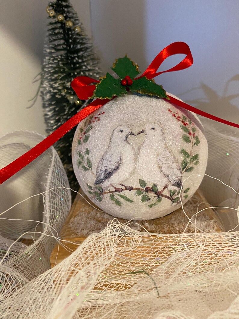 White Doves Christmas Ornament - Etsy