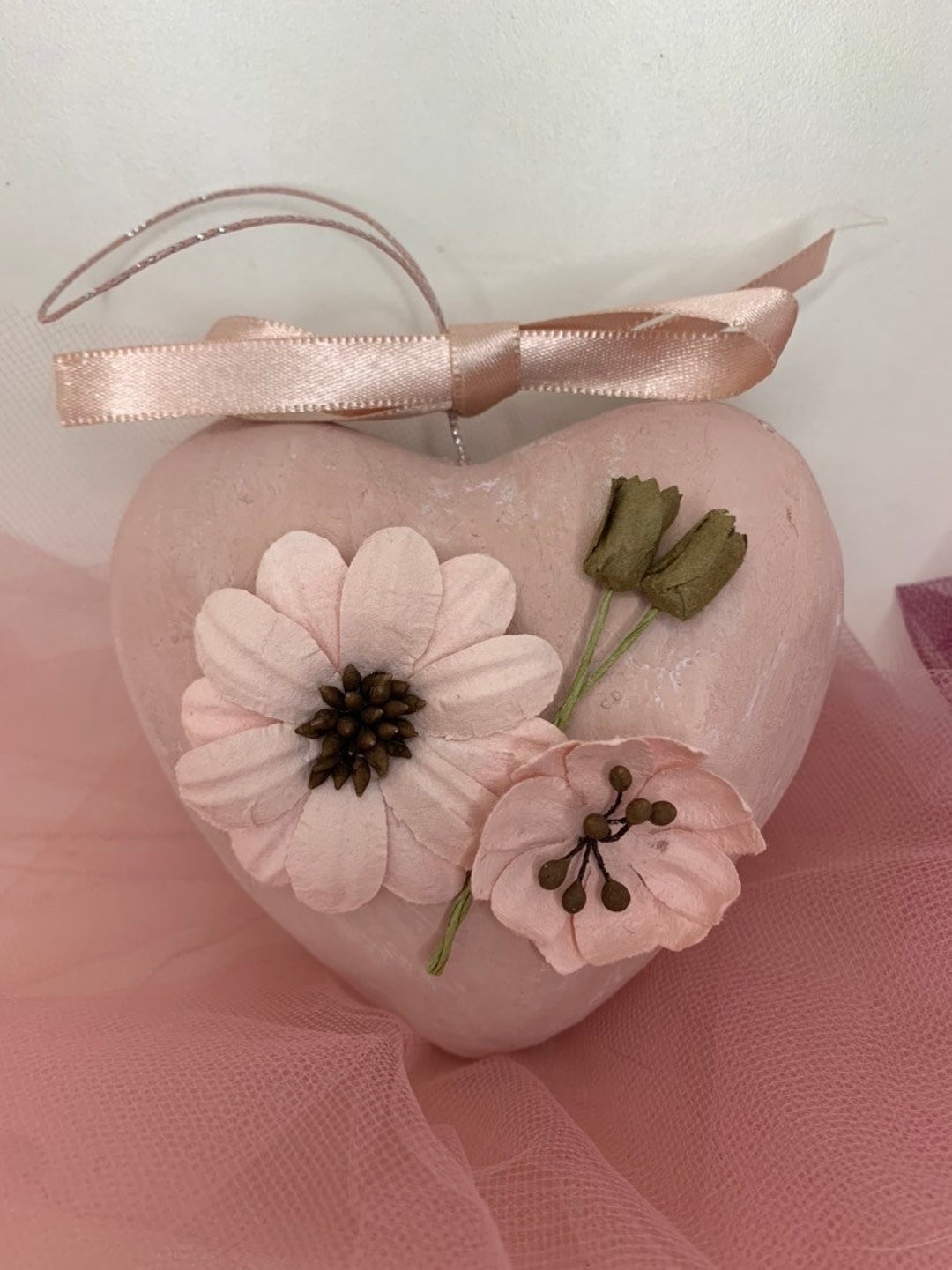 Handmade Paper Mache Heart Ornament - Etsy