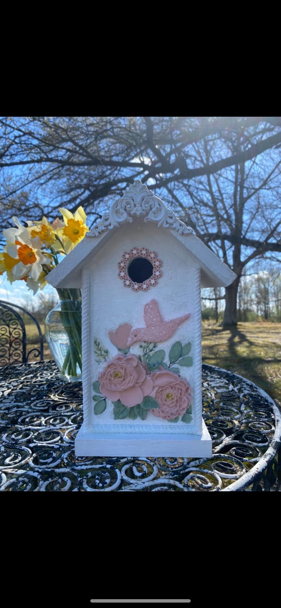 Pinkish Peach Birdhouse With Hummingbird and Magnolia Blooms - Etsy