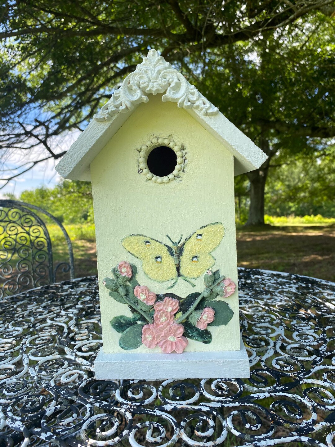 Pale Yellow Luna Moth Birdhouse - Etsy