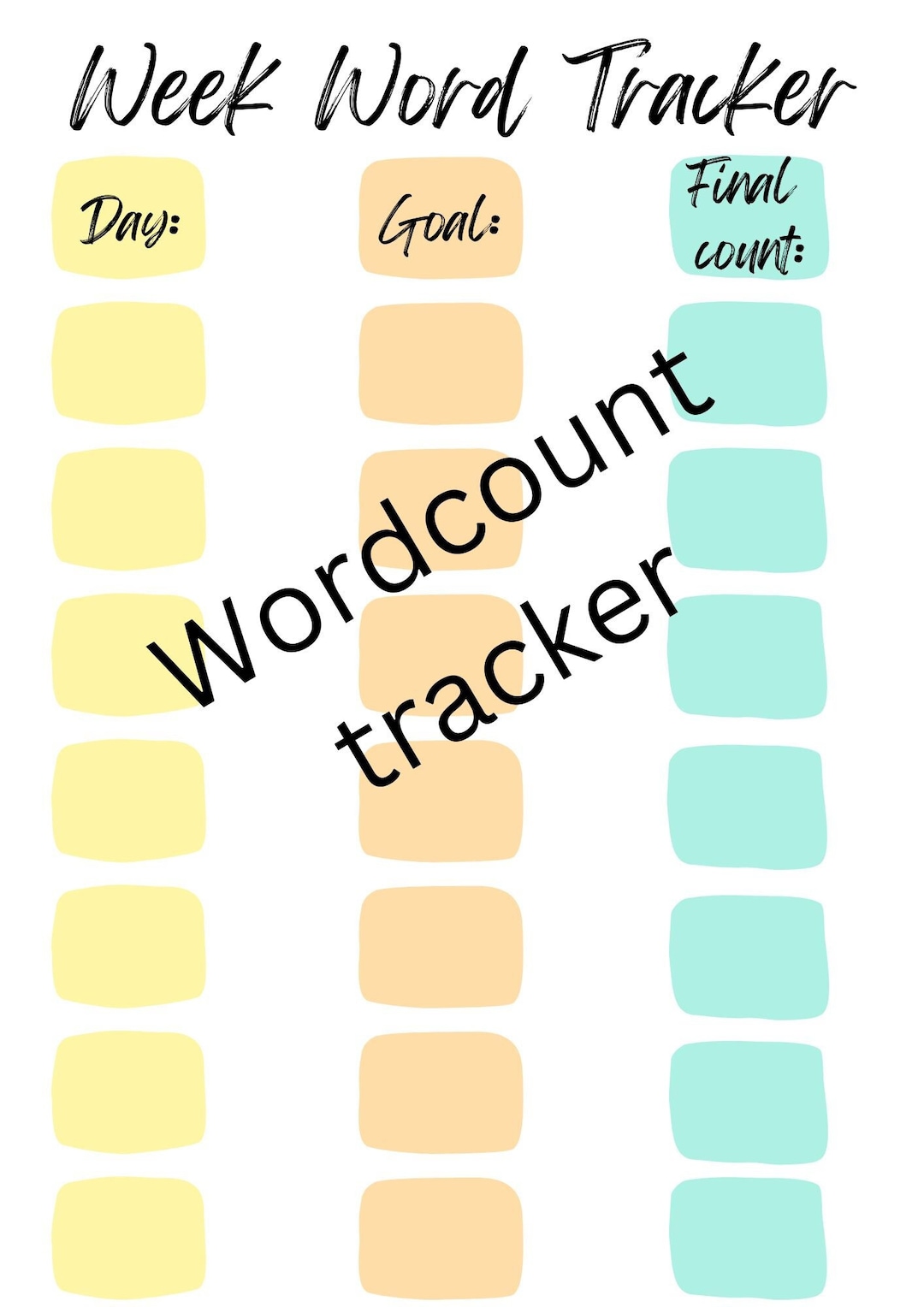Wordcount Goal Tracker (A4 Size) - Etsy