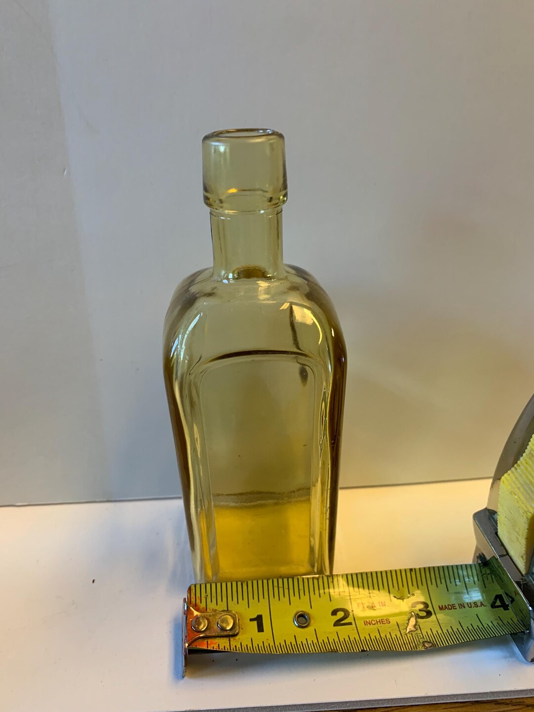 Antique Wheaton Glass Square Bottle 5.5”x2”x2” Yellow Color - Etsy