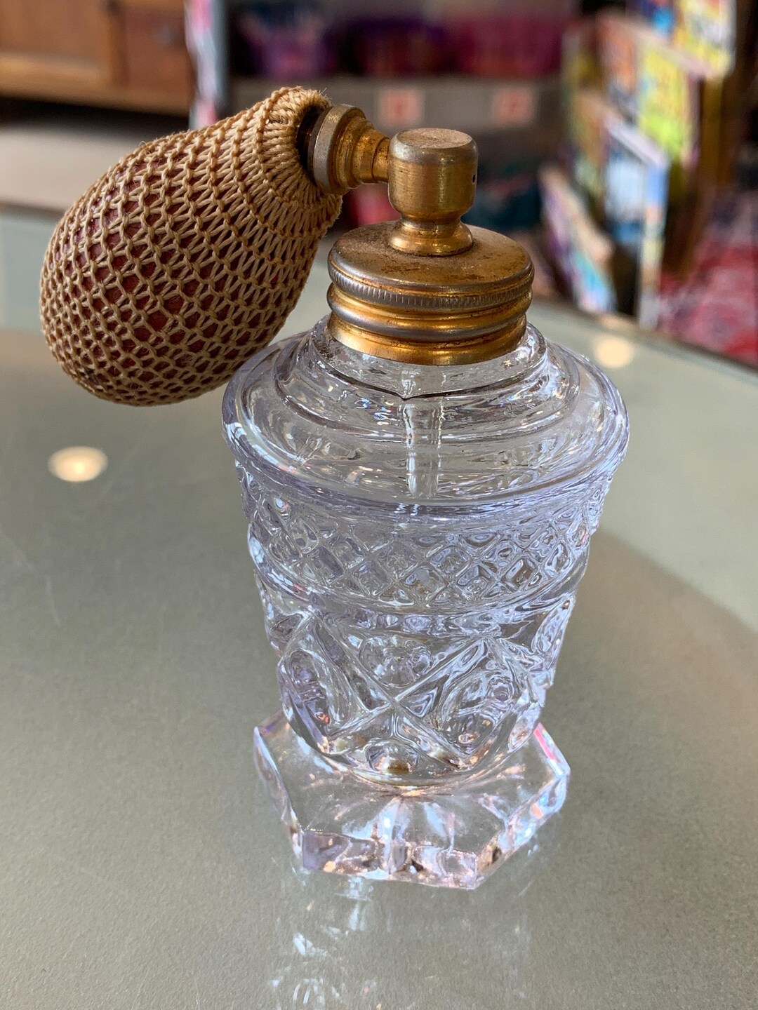 Vintage Pressed Glass Perfume Bottle atomizer Bulb Has Hardened. - Etsy