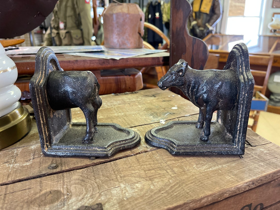 Antique Cast Iron Cow Bookends - Etsy