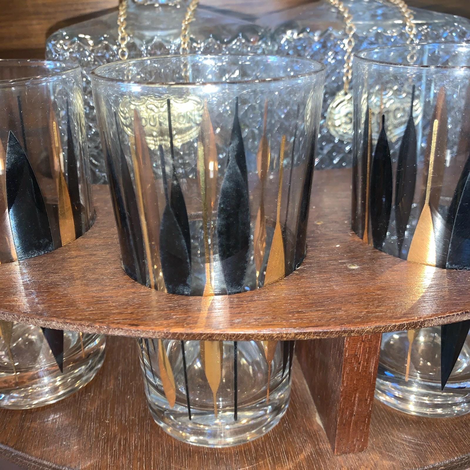 Mid Century “hidden” Bar and English Decanters Tantalus Set Home Alcohol Service - Etsy