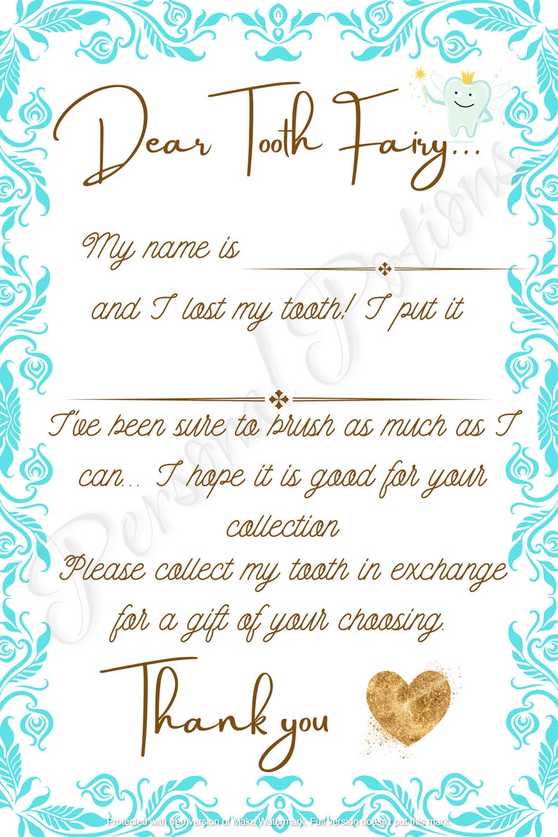 Customized Letters to and From the Tooth Fairy - Etsy
