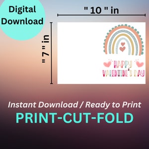 Printable Valentine's Cards / Rainbow Printable Valentine's Cards / Kid ...