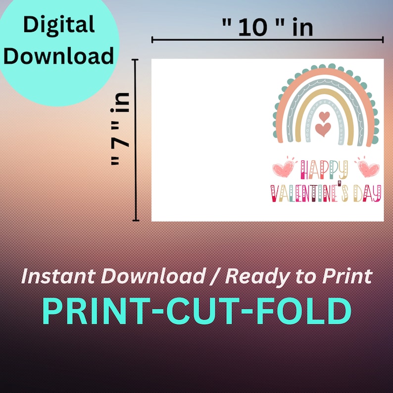 Printable Valentine's Cards / Rainbow Printable Valentine's Cards / Kid ...