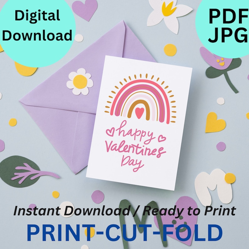 Rainbow Valentine Cards / Valentine's Cards / Kids Valentine/ Boho ...