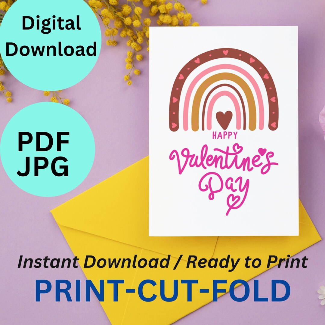 Rainbow Valentine Cards / Valentine's Cards / Kids Valentine/ Boho ...