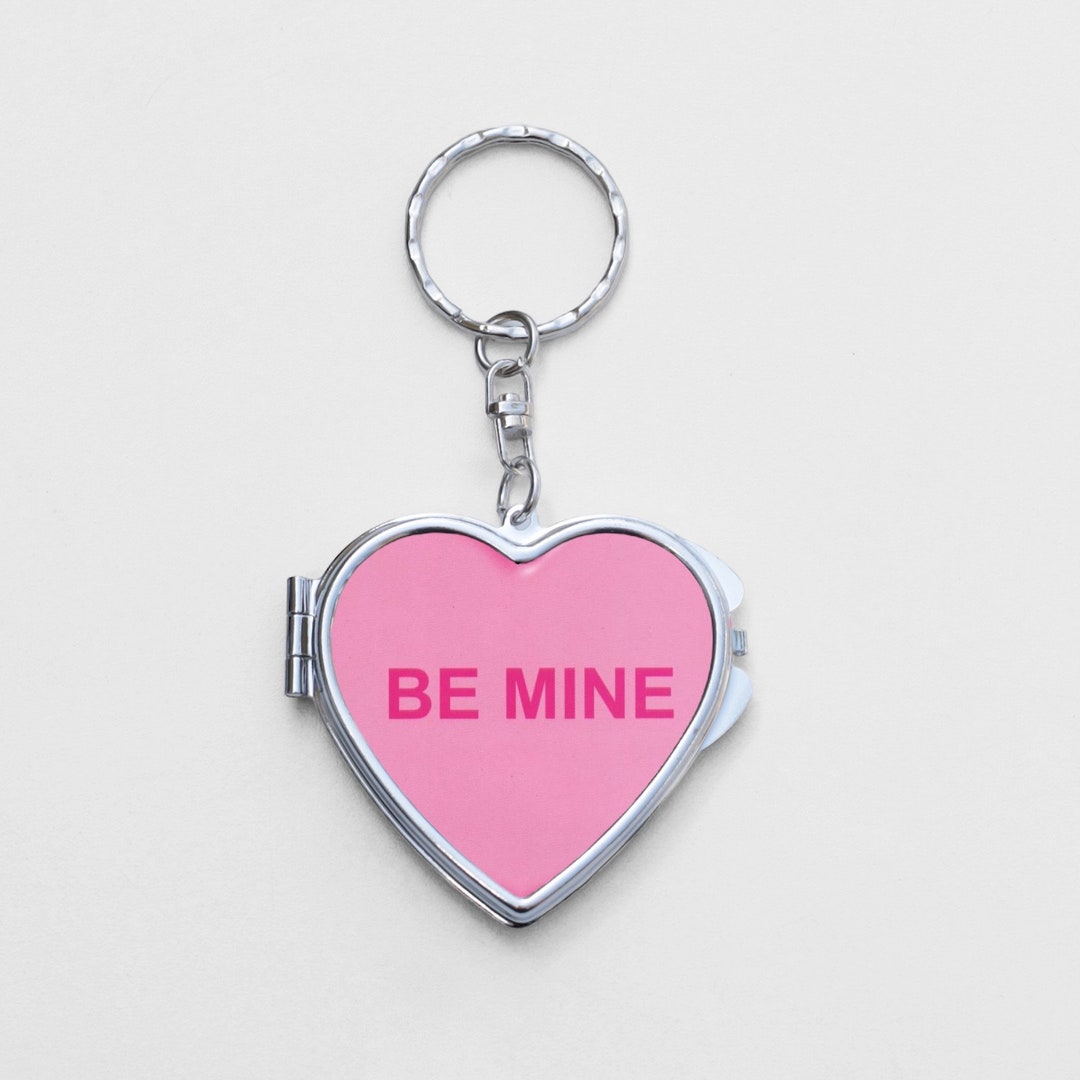 Be Mine Heart Shaped Mirror Keychain - Valentine's Day Hearts ...