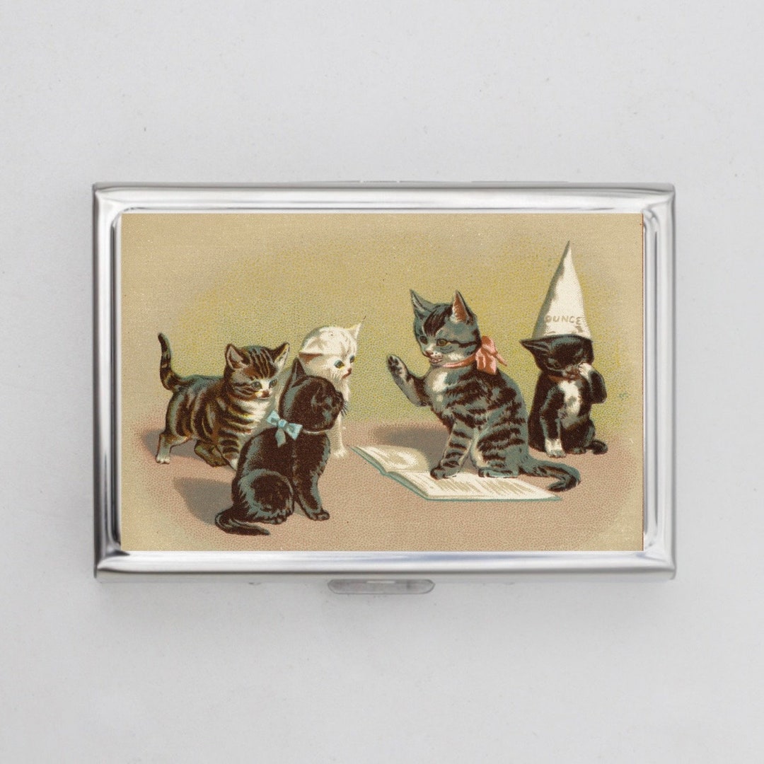 Dunce Cat Cigarette Case OR Card Holder - Gift for Cat Lover, Cat ...