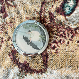Girl Riding Bat Compact Mirror OR Pill Box - Fairytale, Fantasy, Small ...