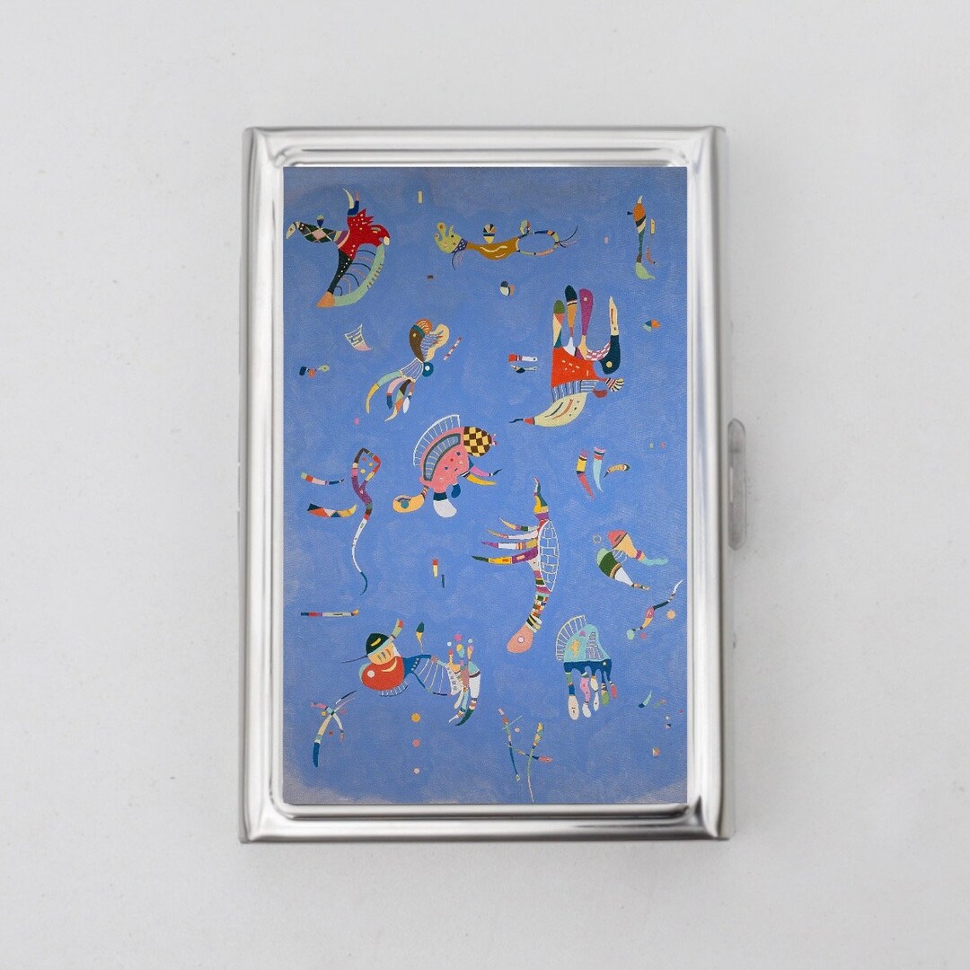 Sky Blue Cigarette Case OR Card Holder - Vintage Art, Wassily, Metal ...