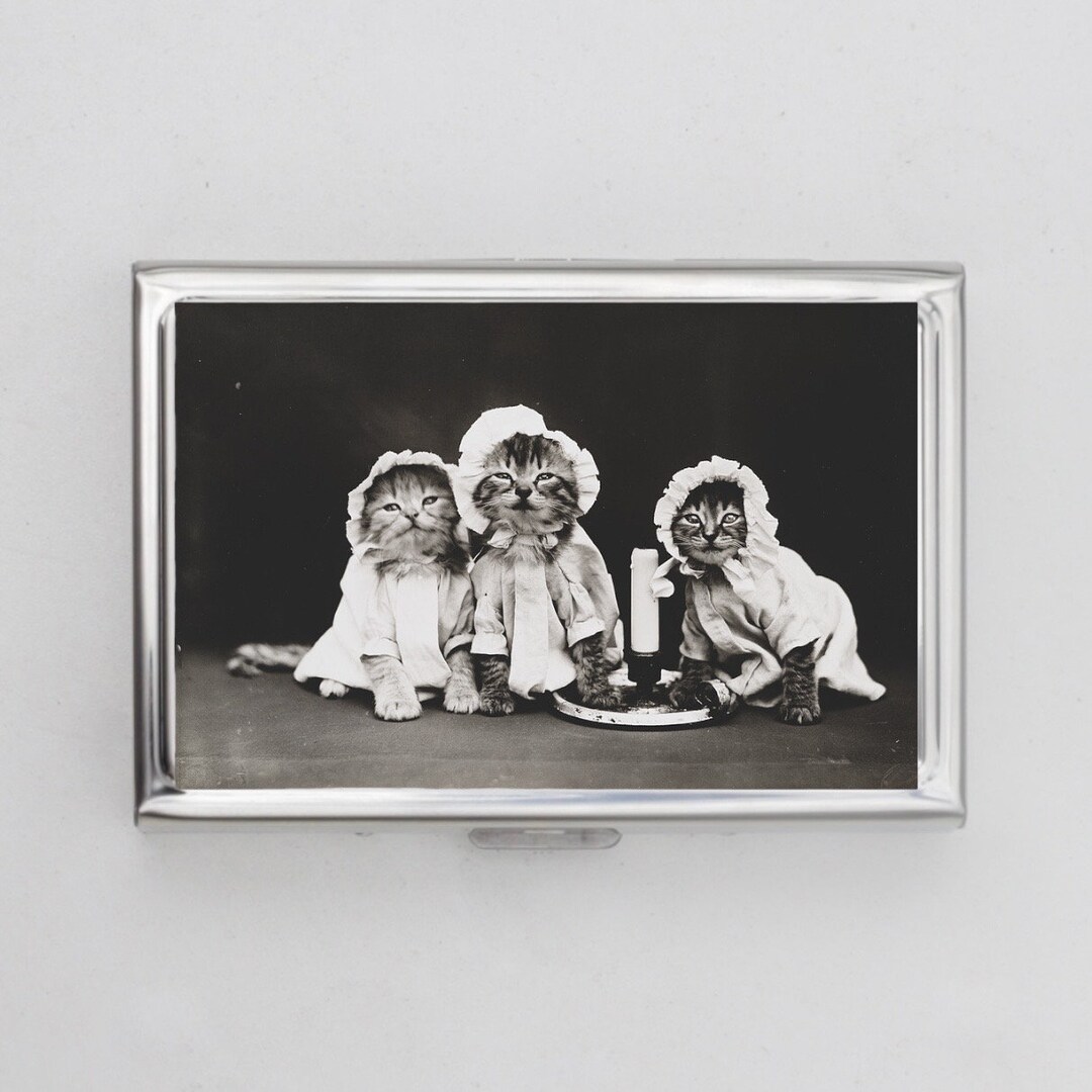 Cats Ready for Bed Party Cigarette Case OR Card Holder - Gift for Cat ...