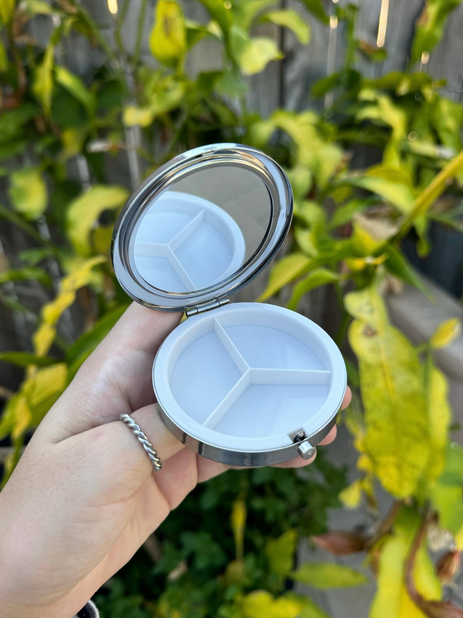 Mucha Compact Mirror OR Pill Box - Swan Art, Rush and Iris by Walter ...