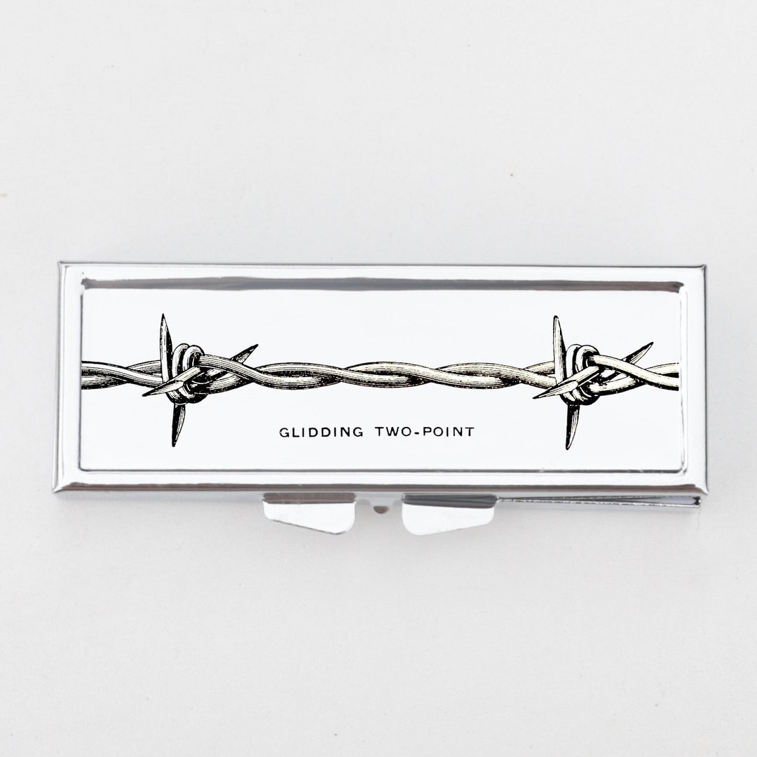 Glidding Two Point Barbed Wire Pill Box Portable Pill Case, Small Pill ...
