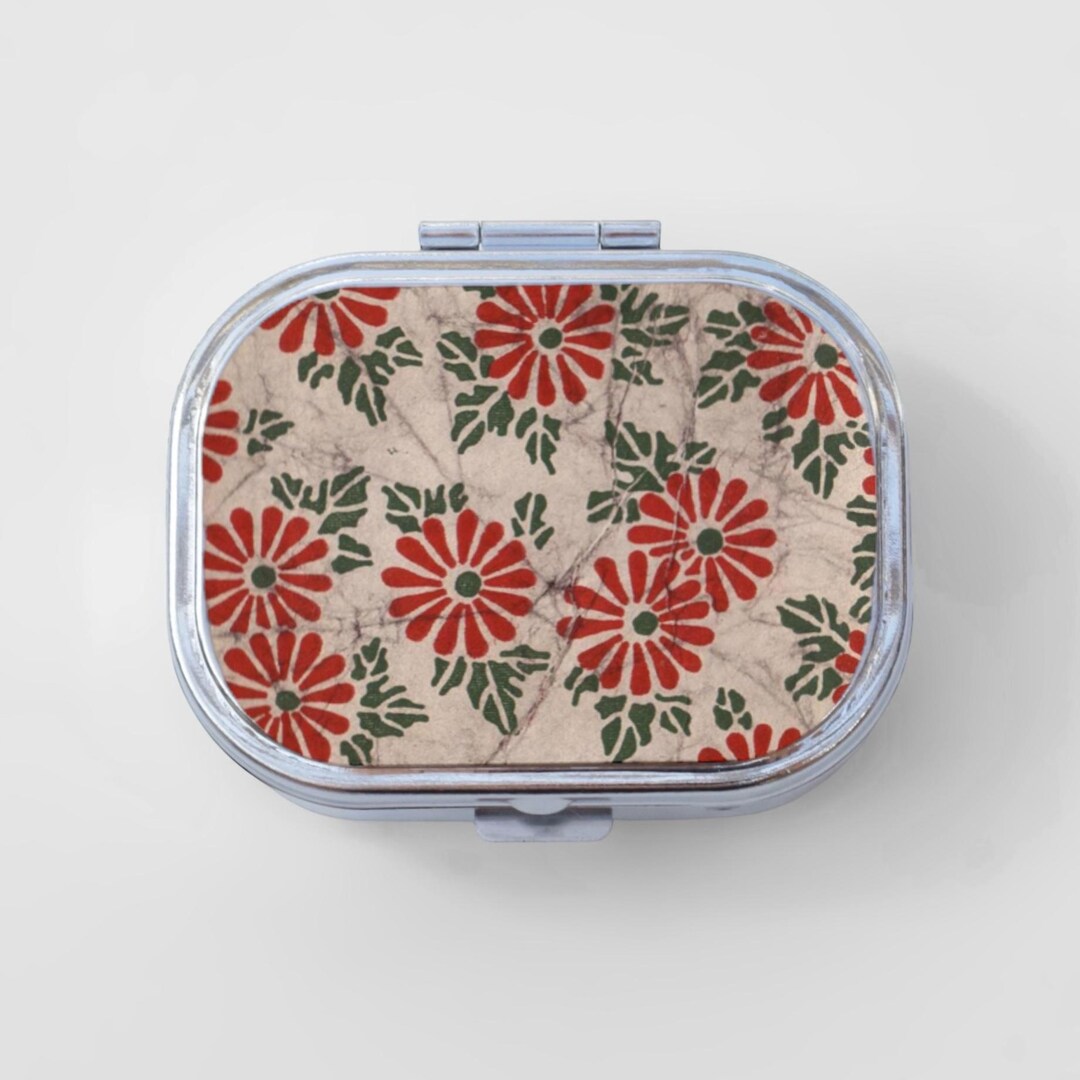 Floral Happy Rectangle Pill Box - Flower Case, Art Print, Jewelry Case ...