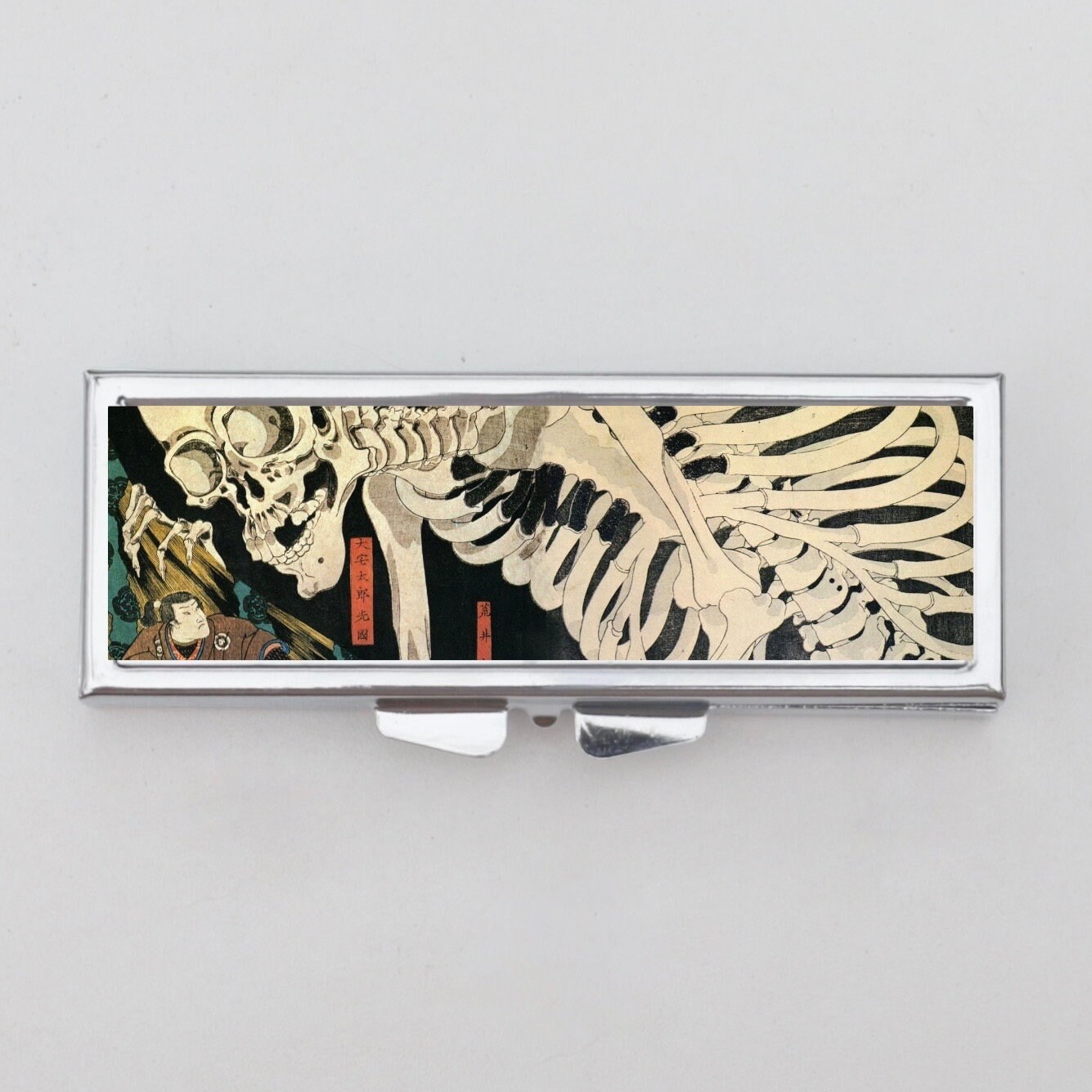 Japanese Skeleton Rectangle Pill Box Skeleton Art, Japanese Art, Weekly ...