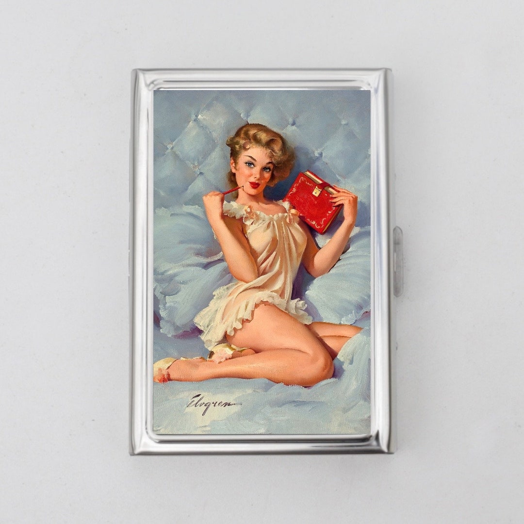 Sexy Pin Up Cigarette Case Or Card Holder Pin Up Woman Sexy Woman Mid